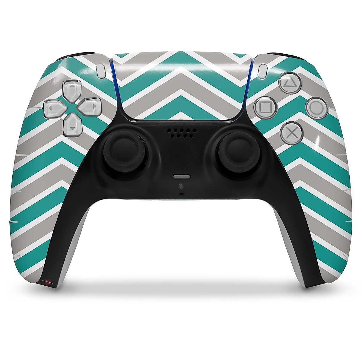 WraptorSkinz Skin Wrap compatible with Sony PS5 DualSense Controller Zig Zag Teal and Gray (CONTROLLER NOT INCLUDED)