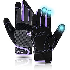 AIGEVTURE Utility Work Gloves Women, Safety Mechanic Working Gloves Touch Screen,Flexible Breathable Yard Work Gloves