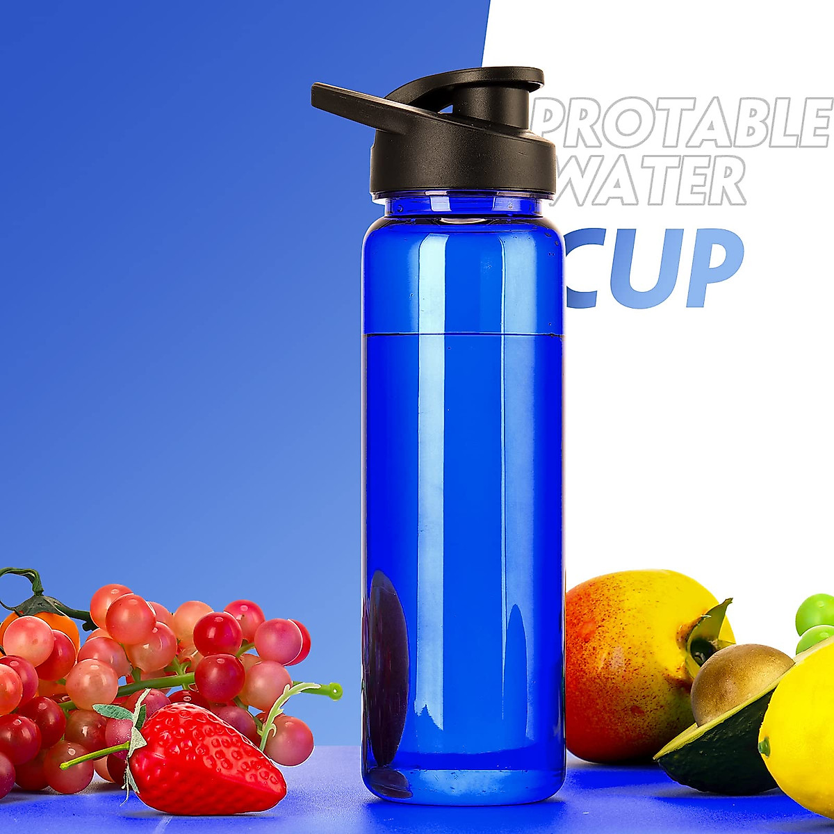 Mimorou 12 Pack Plastic Water Bottles 24 oz Blue Clear Water Bottles Bulk Reusable Sports Water Bottles with Spill Proof Lids for Gym Sports Home Office School