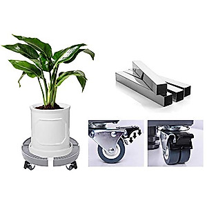 Adjustable Plant Stand (15-20’’) with Wheels Large Potted Planter Plant Stand on Wheels Pound Heavy Duty Plant Dolly Movable Plant Caddy Adjustable Rolling Tray Coaster…