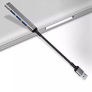 ACHORO 4 USB Hub - Nylon Braided High Speed USB 3.0 & USB 2.0 Multiple USB Port Hub - Aluminium Alloy External USB Port for Laptop, Mac, PCs, – Portable USB Port Expender & Computer USB Hub (4 Ports)
