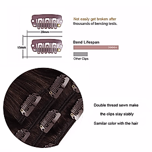 12" Clip in Hair Extensions Remy Human Hair for Women - Silky Straight Human Hair Clip in Extensions 50grams 4pieces Dark Brown #2 Color