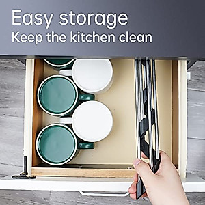 Tomorotec Triangle Roll-Up Dish Drying Rack for Sink Corner Small Foldable Stainless Steel Over The Sink Multipurpose Kitchen Drainer Caddy Trivet Rustproof Organizer Storage Space Saver Shelf (Black)