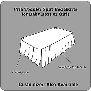 Impeccable Bedding Crib Bed Skirt Dust Ruffle, Standard Size Ruffled Bed Corners, 100 Microfiber Nursery Crib Toddler Bedding Skirt Gathered Baby Boys or Girls, 14 Drop (White), 28 x 5214 Drop
