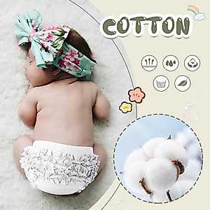 Durio Baby Bloomers for Toddler Girls Ruffle Diaper Covers for Girls Cute Cotton Baby Girl Shorts White 6-12 Months