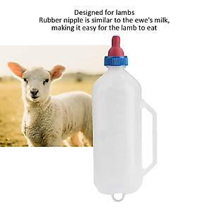 Lamb Milk Bottle Calf Goat Milk Feeder Bottle Baby Milk Feeding Screw-On Teat Feeder Detachable Nipple Sheep Replacement Nursing Bottle with Hand Grip & Scale 1L