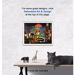 Dogs Playing Cards - Unframed Wall Art Print - Great Home Decor for Game Room or Man Cave - Awesome Gift For Animal Lovers - Ready to Frame (8X10) Photo