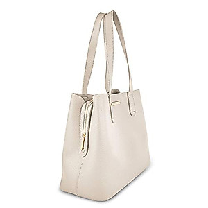 KATIE LOXTON Riley Womens Vegan Leather Three Compartment Shoulder Handbag Purse Off White