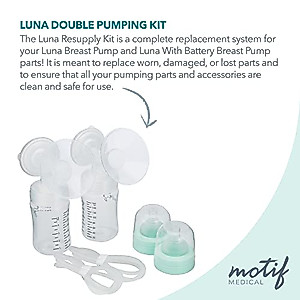 Motif Medical, Luna Double Pumping Kit, Replacement Parts for Breast Pump - Medium 24mm