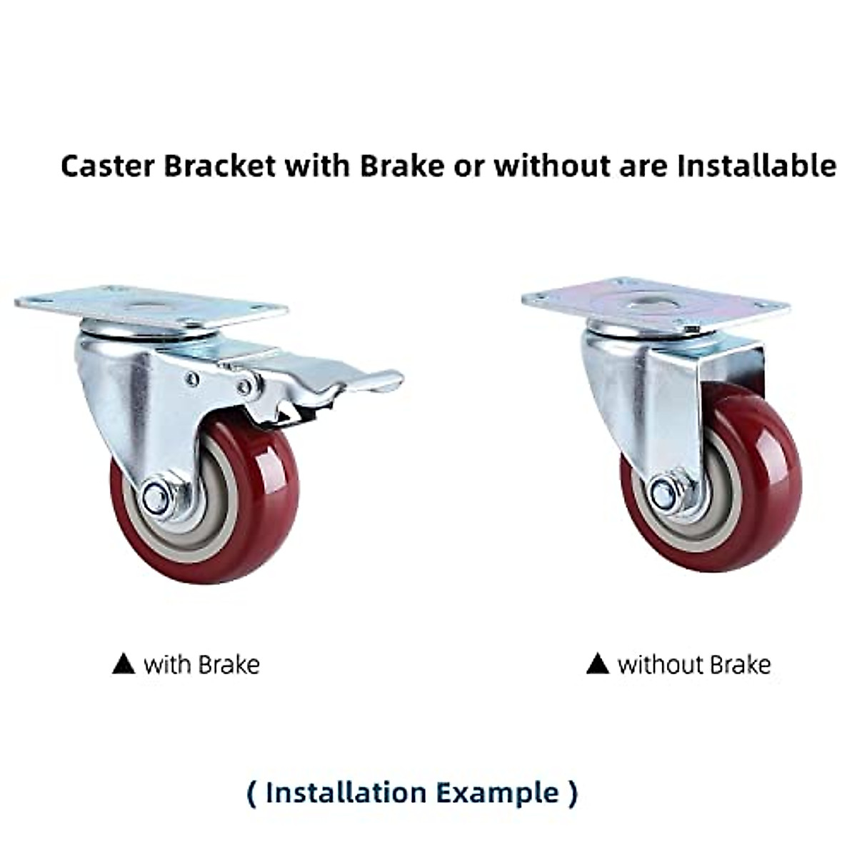 Juvielich 4Pcs Push Cart Wheels 3.5 Inch PU Caster Wheels Bearings Repair Kits, Heavy Duty Plate Casters, Shelf Replacement Wheels for Platform Trucks, up to 264 LBS/120KG