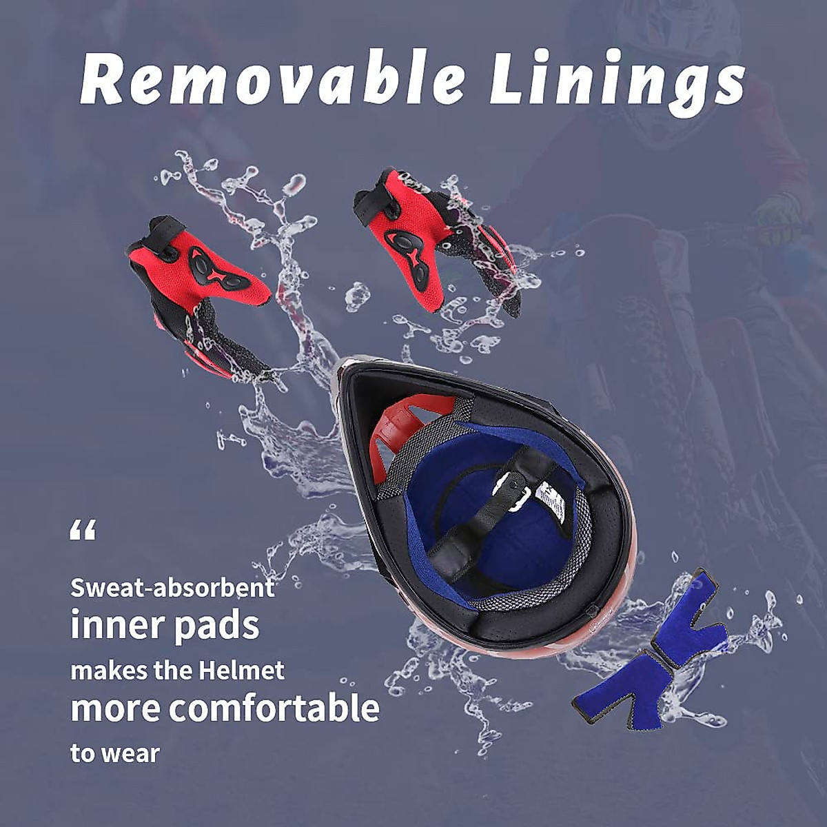 OUMURS DOT Youth Dirt Bike Helmet,Kids ATV Helmets with Gloves Goggles for Youth Boys Girls 5-14 Ages,Four Wheeler Helmet Kids Motocross BMX MX UTV Snowmobile Go Kart Full Riding Racing Skateboard