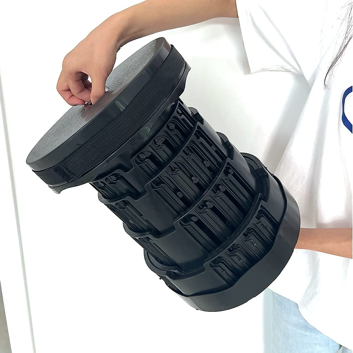 ZGDFSM Upgraded Portable Retractable Folding Stool Increase Load Weight Portable Telescoping Stool for Camping Garden Fishing Hiking Travel BBQ, Adjustable Plastic Stools Max Load 600lbs (Black)