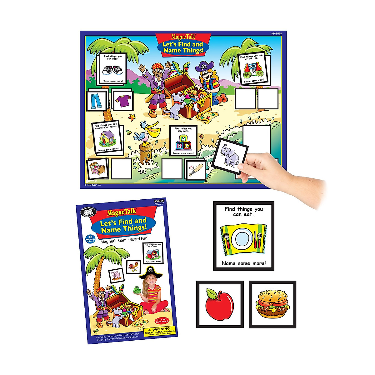Super Duper Publications | Magnetic Let's Find and Name Things Board Game | Educational Learning Resource for Children
