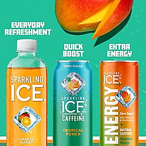 Sparkling Ice, Orange Mango Sparkling Water, Zero Sugar Flavored Water, with Vitamins and Antioxidants, Low Calorie Beverage, 17 fl oz Bottles (Pack of 12)