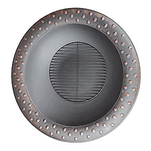 Fire Sense 60857 Fire Pit Roman Brushed Painted Steel Legs Wood Burning Lightweight Portable Patio Outdoor Firepit Backyard Fireplace Included Screen Lift Tool - 35"