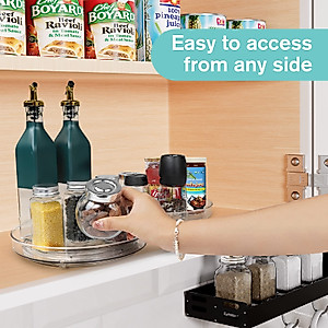 Puricon 2 Pack Soda Can Organizer Dispenser for Refrigerator Bundle with 2 Pack Lazy Susan Clear Organizer for Cabinet Pantry Storage