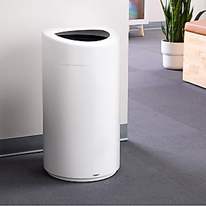Safco Open-Top Modern Trash Can, Durable & Puncture-Resistant Stainless Steel, 14 Gallon, White
