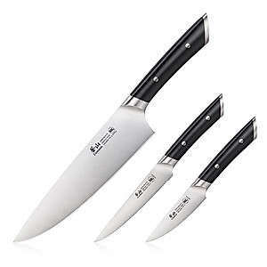 Cangshan HELENA Series German Steel Forged Starter Knife Set (Black, 3-Piece)