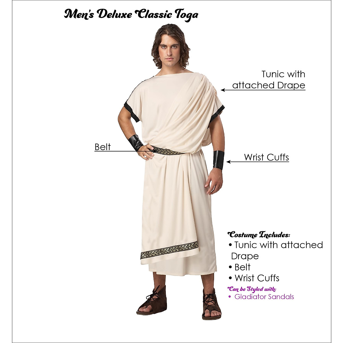 California Costumes Deluxe Mens Toga Costume Standard White