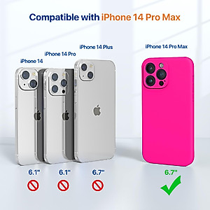 Miracase Designed for iPhone 14 Pro Max Phone Case with Screen Protector,[Upgraded Enhanced Camera Protection],Shockproof Liquid Silicone Case with Microfiber Lining,6.7 inch(Hot Pink)