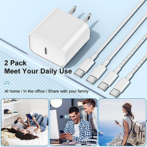 New iPhone 15 16 Chargers Fast Charging, 2Pack 20W USB C Wall Charger for iPhone 16 Pro Max with 3Pack [10FT+6FT+3FT] USB C to USB C Cable Compaitble with Apple 16/16 Plus/15/15 Pro Max/iPad Pro