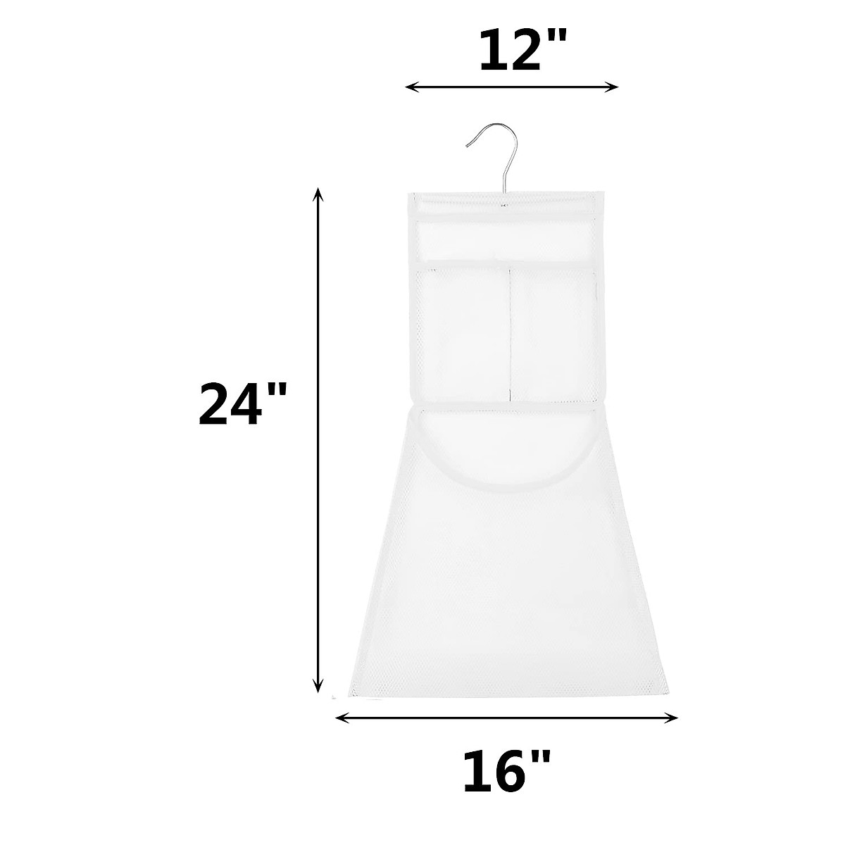 ALYER Hanging Bath Toy Bag,Mesh Nursery Organizer for Clothing Diapers Toys (White)