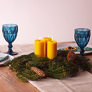 CANDWAX Pure Beeswax Pillar Candles 1.8x4 inch Set of 3 - Yellow 34,5 Hours Burning Handmade Candles - Smokeless Pure Bees Wax Candles Home Decor Natural Candles