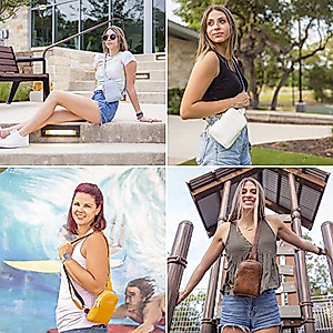 Crossbody Fanny Packs Sling Bag for Women, Fashionable Leather Sling Purses,Mini Belt Bag Stylish Shoulder Small Purse for Travel, Hiking, Running, Sports(1-Black)