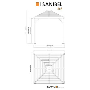 Sojag Outdoor 8' x 8' Sanibel Hardtop Gazebo Outdoor Sun Shelter, Wood Finish