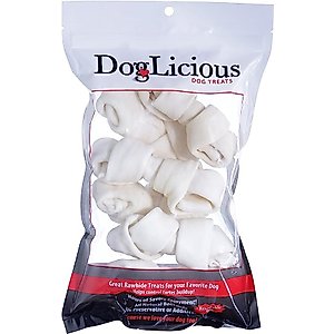 DOG-LICIOUS Dog Natural Rawhide Bones, Dog Chew Treats, Long Lasting Dog Chews, Knotted Bones 4”-5” (50873)