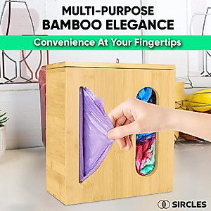 SIRCLES Trash Bag Dispenser Roll Holder - Grocery & Trash Bag Holder & Dispenser Organizer - Garbage Bag Holder with Bracket - Stylish Design - Includes Dispenser, Screws, Anchors & Mini Screwdriver