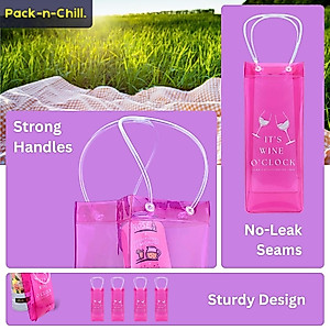 Wine Chiller (Pink), Portable Ice Wine Bag with Handles, Collapsible, Cools Wine Champagne Beers Ice Drinks in Minutes Anywhere You Go, Wine Gift Bag