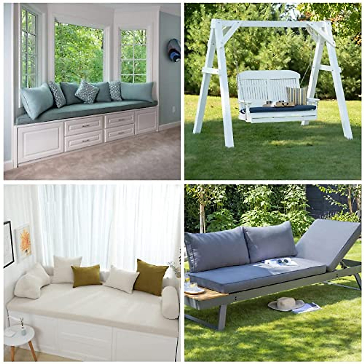 SXROMDA Custom Size Bench Cushion, Personalized Indoor and Outdoor Furniture Seat Cushion, Outdoor Garden Patio Furniture Cushion, Long Chair Seat Pad, 45D Sponge Filling, 2/3/4