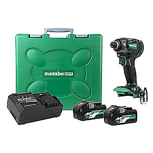 Metabo HPT 36V MultiVolt Triple Hammer Cordless Impact Driver Kit | Two Batteries and Charger | 1/4-Inch Keyless | WH36DBG