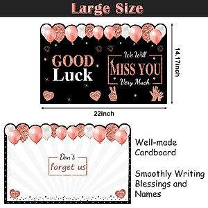 Turypaty Retirement Greeting Card for Coworkers Women, Large Rose Gold Guest Signature Book Gifts, We Will Miss You Good Luck Blessing Greeting Card for Going Away Farewell Decorations Party Supplies.