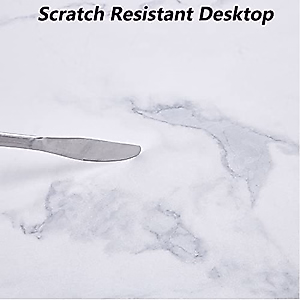 Modern Round Dining Table, 42" White Tulip Table for 4-6 Persons, Faux Marble Pattern Mid-Century Leisure Table for Kitchen Living Room