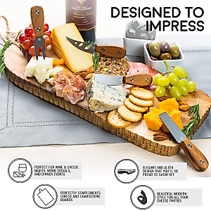 Harvest 6-Piece Cheese Knife Set (Gift-Ready) - Premium Stainless Steel Cheese Knives with Rivets, Full Tang Blades and Teak Wood Handle Charcuterie Board Accessories w/ 15 Festive Recipes