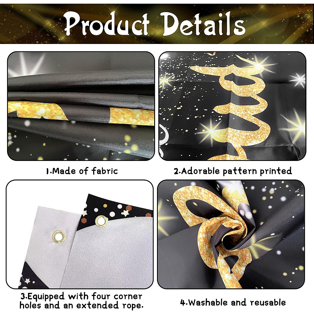 YQUQWN, We Are So Proud of You Banner Graduation Banner Black and Gold Graduation Party Decorations 2024 72x44 Inch Graduation Decorations 2024 Graduation Backdrop Congratulations Decorations Class of