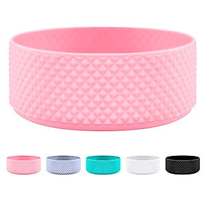 GLINK Bottle Boot, Compatible with Hydro Flask 2.0 Wide Mouth 64 oz Water Bottle and Others, Protective Silicone Bottom Sleeve Cover, Anti-Slip Flex Boot with Diamond Texture (Light Pink)