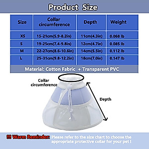 Soft Drawstring Cat Recovery Cone - Transparent, Noiseless Fasteners - Double Anti-Slip - Adjustable Magic Tape & Neck Cone Ideal for Kittens - Comfortable Wound Recovery Cone (Blue, M(Neck:8½"-10¾"))