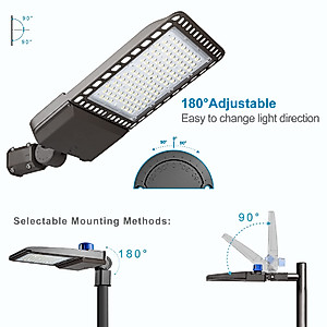 320W LED Parking Lot Lighting 44800LM 5000K LED Pole Lights Outdoor with Slipfitter Mount, Dusk to Dawn LED Street Light for Commerical Parking Lot-2Pack