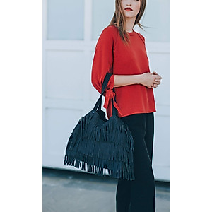 LAGGO Remy Fringe Bag (Black Nubuck)