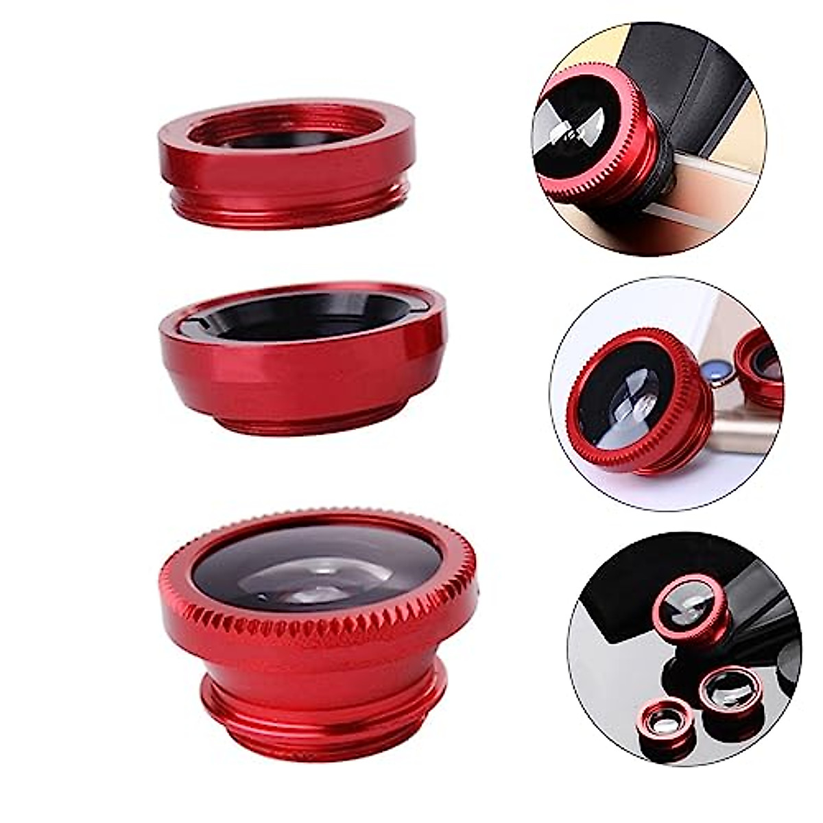 VOSAREA 2 Sets Phone Lens Fisheye Lens Cortinas Inteligentes Phone Fish Eye Mobile Camera Lens Wide Angle Lens Camera Lens Kit 3 in 1 Phone Camera Lens Wide Angle Phone Lens Triple Suite
