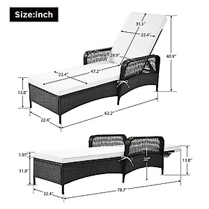 ALPTEC Outdoor Patio Pool PE Rattan Wicker Chair Wicker Sun Lounger
