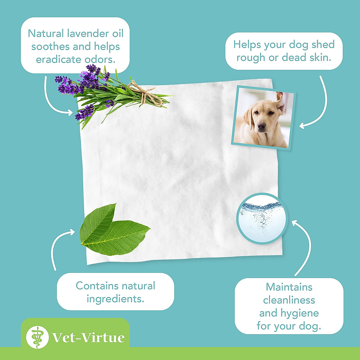 VET-VIRTUE Fragrance Free Ear Wipes for Dogs