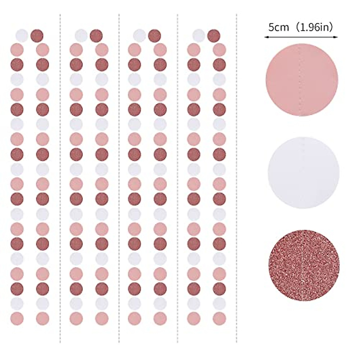 Rose-Gold Party Decorations Paper Garland Bachelorette Shower Engagement Wedding Birthday Party Bunting 2Ft Rose Gold Pink White Hanging Decoration Streamer 2 Pack Glitter Sprinkles Paper Triangle