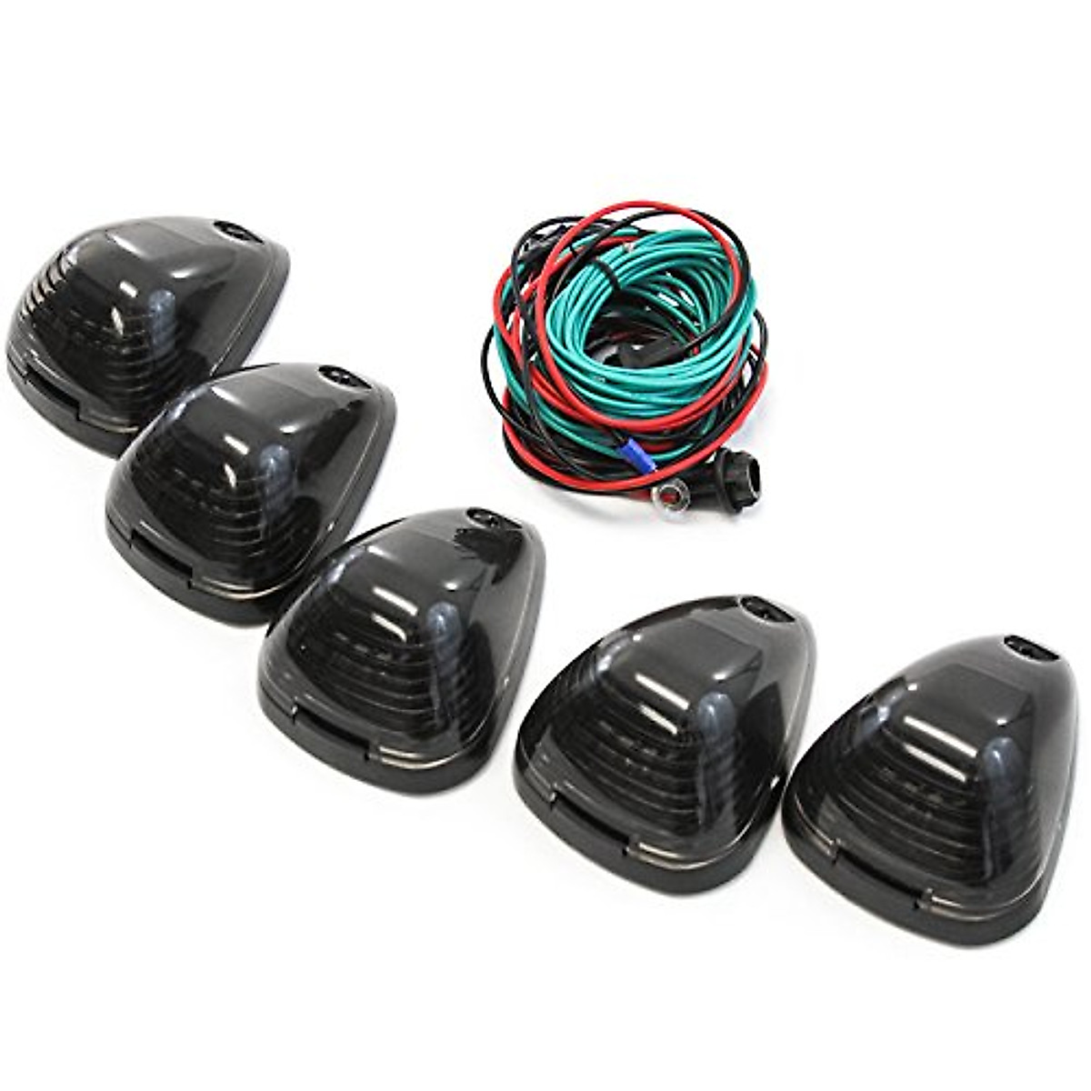 Red Hound Auto Compatible with Ford Super Duty 1999-2016 5-Piece Smoked Lens Amber LED Cab Roof Running Marker Light Set Complete Kit with Wiring Harness