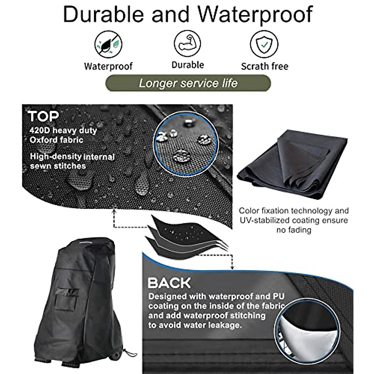 Pool Cleaner Caddy Cover, Falezern Robotic Pool Cleaner Cover, Waterproof and Dustproof, with Windproof Elastic Hem, Classic Caddy Cover for Most Robotic Pool Cleaners. (26”L x 26”W x 43”H)