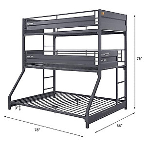 Acme Furniture Twin Over Full Container Design Metal Triple Bunk Bed, Gunmetal Finish