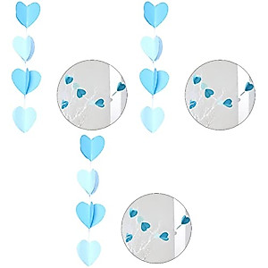 Abaodam 3pcs Dark for Light Banner Party Shape Festival Hanging Decoration Bunting Birthday Heart Blue Streamers Wall Supplies Wedding Event Ornaments Paper Blue+ M Love Garland